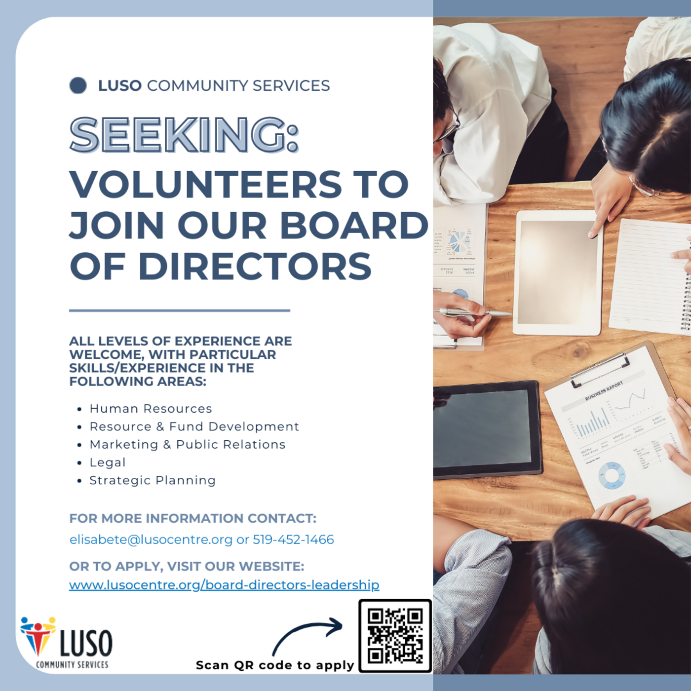 Board of Directors - Volunteer Positions | LUSO Community Services